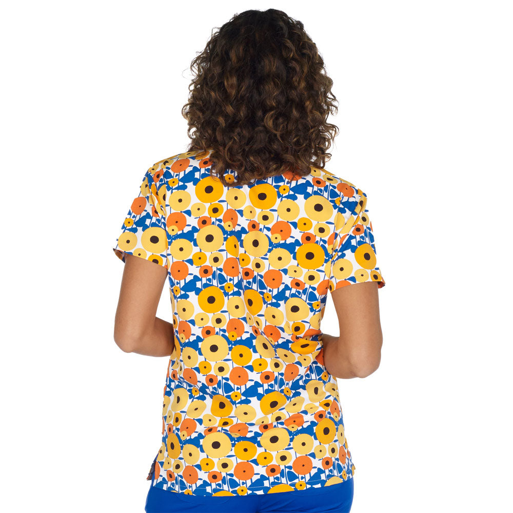 Women's fit Flower Power V Neck Scrub Top – Scrub Life
